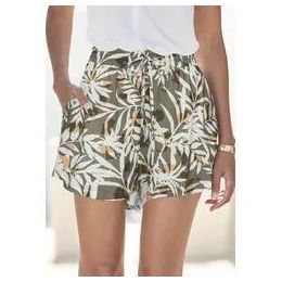 Shorts Vivance, Damen, Gr. 42, N-Gr, gr&uuml;n (gr&uuml;n, creme bedruckt), Jersey, Obermaterial: 100% Viskose, bedruckt, figurumspielend kurz, Hosen Shorts, mit Alloverdruck aus Viskosejersey, kurze Hose mit Taschen