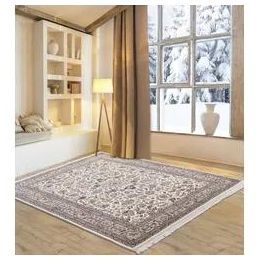 Orientteppich OTTO HOME "BI Oriental", braun (cream braun), B:90cm H:12mm L:160cm, Schurwolle, Teppiche, reine Wolle, handgekn&uuml;pft, orientalisches Design, mit Fransen