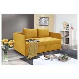 Schlafsofa Alina "Marla", gelb (gelb xbo 5), B:209cm H:73cm T:95cm, Struktur fein XBO (100% Polyester), Sofas, Schlafsofa, inkl. Stauraum und 2 R&uuml;ckenkissen