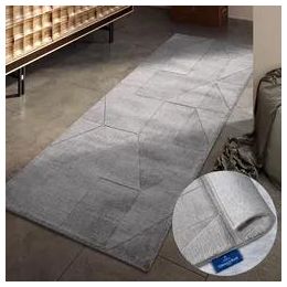 Villeroy & Boch Wollteppich VILLEROY & BOCH "Ursule", grau, B:80cm H:10mm L:250cm, Wolle, Teppiche, L&auml;ufer, handgewebt, Wolle, Natur, Wohnzimmer, Geometrie, Boho