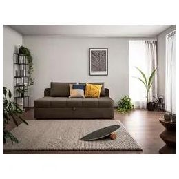 Schlafsofa Alina "Marla", braun (braun eqe 4), B:201cm H:73cm T:95cm, Chenille EQE (100% Polyester), Sofas, Schlafsofa, inkl. Stauraum und 2 R&uuml;ckenkissen