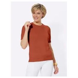 Kurzarmpullover Casual Looks "Pullover", Damen, Gr. 52, rot (rostrot), 50% Baumwolle, 50% Polyacryl, unifarben, Pullover