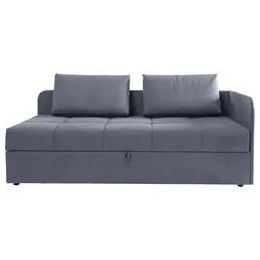 Schlafsofa Alina "Marla", blau (denimblau eqe 16), B:205cm H:73cm T:95cm, Chenille EQE (100% Polyester), Sofas, Schlafsofa, inkl. Stauraum & 2 R&uuml;ckenkissen, Armlehne wahlweise links oder rechts