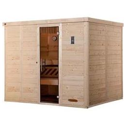 Sauna Weka "Kemi", beige (natur), Bio-Ofen, externe Steuerung, 7,5 kW, Saunen, 7,5 kW Bio-Ofen mit digitaler Steuerung