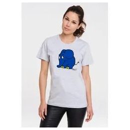 T-Shirt logoshirt "Sendung mit der Maus - Elefant", Damen, Gr. L, grau (grau, meliert), 100% Baumwolle, unifarben, normal, Rundhals, Shirts T-Shirt, mit coolem Print