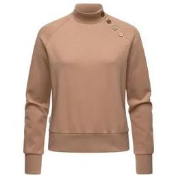 Sweatshirt Ragwear "Majjorka Solid", Damen, Gr. XL (42), beige, Sweatware, Material: 70% Baumwolle, 30% Polyester, oversize h&uuml;ftlang, hoch geschlossener Ausschnitt, &Auml;rmel ohne &Auml;rmelschlitz Rippb&uuml;ndchen, Sweatshirts Sweatshirt, Damen Langarmshirt mit Rippb&uuml;ndchen und Zierkn&ouml;pfen