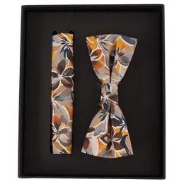 Fliege Venti "Venti Set aus Fliege und Einstecktuch Print", Herren, orange (hellorange), 100% Baumwolle, Fliegen