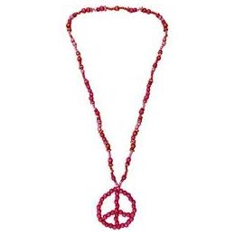 Lange Kette "Peace", Damen, Gr. onesize, Holz, pink, Collezione Alessandro, Basic, Halsketten, aus Holzperlen gef&auml;delt