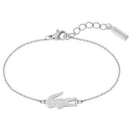 Freundschaftsarmband Lacoste "Schmuck Edelstahl Parnterarmband CROCODILE", silber (edelstahlfarben), Armb&auml;nder, Damen, 19cm, Edelstahl