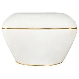 Sitzhocker Kayoom "Hocker Contessa 125, vielseitig einsetzbarer Allrounder, elegante Form", wei&szlig; (elfenbein, gold), B:60cm H:42,5cm T:60cm, Bezug: 50% Baumwolle 50% Acryl / Korpus: Pappelholz, Hocker, Sitzhocker, komfortabel, hochqualitativ, pflegeleicht, elegante Form
