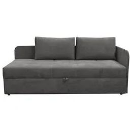 Schlafsofa Alina "Marla", grau (anthrazit xbo 9), B:205cm H:73cm T:95cm, Struktur fein XBO (100% Polyester), Sofas, Schlafsofa, inkl. Stauraum & 2 R&uuml;ckenkissen, Armlehne wahlweise links oder rechts
