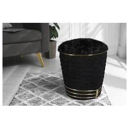 Sitzhocker Kayoom "Hocker Doric, trendiger Look, &auml;sthetische Farbgebung, sch&ouml;ne Steppung", schwarz (schwarz, gold), B:42cm H:50cm T:42cm, Bezug: 50% Baumwolle 50% Acryl / Korpus: Pappelholz, Hocker, Sitzhocker, komfortabel, hochqualitativ, pflegeleicht, hochwertige Materialien