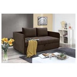 Schlafsofa Alina "Marla", braun (dunkelbraun xbo 4), B:209cm H:73cm T:95cm, Struktur fein XBO (100% Polyester), Sofas, Schlafsofa, inkl. Stauraum und 2 R&uuml;ckenkissen