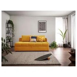Schlafsofa Alina "Marla", gelb (rapsgelb eqe 25), B:201cm H:73cm T:95cm, Chenille EQE (100% Polyester), Sofas, Schlafsofa, inkl. Stauraum und 2 R&uuml;ckenkissen