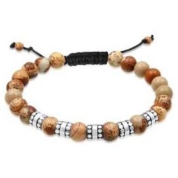 Armband Kuzzoi "Herren Achat Perlen Bead Jasper Look 925 Silber" Gr. 19, braun, Armb&auml;nder, Herren, 19cm, ohne Stein, Silber 925 (Sterlingsilber), Armband
