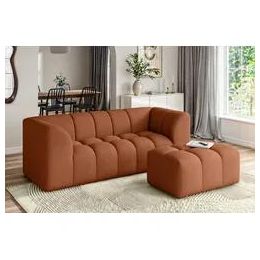 3-Sitzer Home Affaire "TUURE Verl&auml;ssliche Qualit&auml;t, moderne Steppung, Breite 227cm", rot (ziegelrot), B:227cm H:81cm T:94cm, 100% Polyester, Sofas, Bubble Optik, hoher Sitzkomfort, Wellenunterfederung