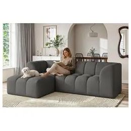 Ecksofa Home Affaire "TUURE L-Form, Verl&auml;ssliche Qualit&auml;t, moderne Steppung, Breite 255cm", grau (anthrazit), B:255cm H:81cm T:177cm, 100% Polyester, Sofas, Ecksofa, Bubble Optik, moderne Steppung, hoher Sitzkomfort, Wellenunterfederung