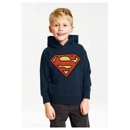 Kapuzensweatshirt logoshirt "DC - Superman Logo Clean", M&auml;dchen, Gr. 122/134, blau (dunkelblau), 80% Baumwolle, 20% Polyester, unifarben, normal, ohne Ausschnitt, Sweatshirts, mit coolem Print