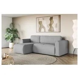 Ecksofa OTTO HOME "Zacharia wahlweise Schlafsofa mit Bettkasten, B/T/H 250/166/86 cm", grau (hellgrau), B:250cm H:86cm T:166cm, 100% Polyester, Sofas, Ecksofa, L-Form mit Wellenunterfederung, Recamiere beidseitig montierbar