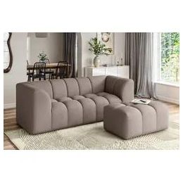 3-Sitzer Home Affaire "TUURE Verl&auml;ssliche Qualit&auml;t, moderne Steppung, Breite 227cm", braun, B:227cm H:81cm T:94cm, 100% Polyester, Sofas, Bubble Optik, hoher Sitzkomfort, Wellenunterfederung