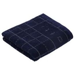 Handtuch Bugatti "Perezzi", blau (marine blau), B:50cm L:100cm, Walkfrottier, Obermaterial: 100% Baumwolle, Handt&uuml;cher, Jacquard in smartem Karolook