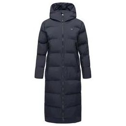 Wintermantel Ragwear "Patrise", Damen, Gr. S (36), blau (navy), Obermaterial: 100% Polyester; Innenfutter: 100% Polyester; Wattierung: 100% Polyester, bequem wadenlang, hoch geschlossener Ausschnitt, &Auml;rmel ohne &Auml;rmelschlitz normaler Saum, M&auml;ntel Wintermantel, Extralanger Damen Winter Steppmantel mit Gehschlitzen