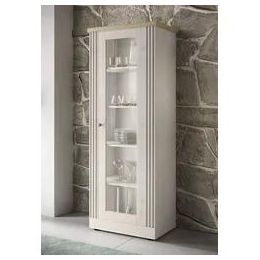 Vitrine OTTO HOME "Country H&ouml;he 192 cm, Hochschrank mit 1 T&uuml;r, Anrichte, Standvitrine", beige (eiche meringa nb, eiche cadiz nb), B:72cm H:192cm T:44cm, Schr&auml;nke, Vitrine, im Landhausstil, viel Strauraum, mit Metallgriff, MDF Rahmen