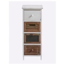 Kommode Heine HOME, braun (wei&szlig;, braun), B:30cm H:76cm T:25cm, Massivholz, Sideboards, Kommode