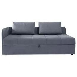 Schlafsofa Alina "Marla", blau (denimblau eqe 16), B:205cm H:73cm T:95cm, Chenille EQE (100% Polyester), Sofas, Schlafsofa, inkl. Stauraum & 2 R&uuml;ckenkissen, Armlehne wahlweise links oder rechts