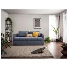 Schlafsofa Alina "Marla", blau (denimblau eqe 16), B:209cm H:73cm T:95cm, Chenille EQE (100% Polyester), Sofas, Schlafsofa, inkl. Stauraum und 2 R&uuml;ckenkissen
