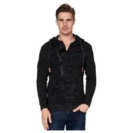 Kapuzensweatshirt Rusty Neal, Herren, Gr. XL, grau (schwarz, anthrazit), 70% Polyacryl, 30% Baumwolle, mehrfarbig, normal, ohne Ausschnitt, Sweatshirts, mit stylischem Ausschnitt