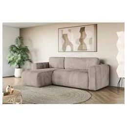 Ecksofa OTTO HOME "Zacharia wahlweise Schlafsofa mit Bettkasten, B/T/H 250/166/86 cm", grau (taupe), B:250cm H:86cm T:166cm, 100% Polyester, Sofas, Ecksofa, L-Form mit Wellenunterfederung, Recamiere beidseitig montierbar