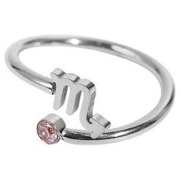 Fingerring Firetti "Schmuck Geschenk Damenring Sternzeichen", silber (silberfarben), Fingerringe, Damen, 5 g, Skorpion, Edelstahl, 1,2mm, Fingerring, Made in Germany - mit Zirkonia (synth.)