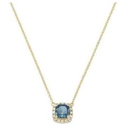Collier Luigi Merano "Edelstein & Brillanten, Gold 585", blau, Halsketten, Damen, 45cm, Gelbgold 585, Collier