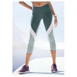 Caprihose Lascana ACTIVE, Damen, Gr. XS (32/34), N-Gr, gr&uuml;n, Single Jersey, Obermaterial: 95% Baumwolle, 5% Elasthan, mehrfarbig, figurbetont kniebedeckend, Hosen Caprihose, Sporthose in Colourblockingdesign