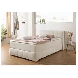 Boxbett Home Affaire "Chelles", beige (beige, natur), B:147cm L:225cm, Komplettbetten, inkl. Topper und Bettkasten