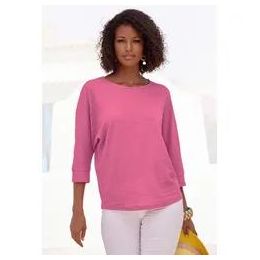 3/4-Arm-Shirt Vivance "aus b&uuml;gelfreier Cr&ecirc;pe-Qualit&auml;t", Damen, Gr. 32/34, pink, Cr&ecirc;pe, Obermaterial: 98% Polyester, 2% Elasthan, unifarben, l&auml;ssig geschnitten normal, Rundhals, Fledermaus&auml;rmel breiter Bund, Shirts 3/4-Arm-Shirt, Topseller