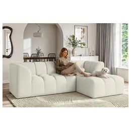 Ecksofa Home Affaire "TUURE L-Form, Verl&auml;ssliche Qualit&auml;t, moderne Steppung, Breite 255cm", beige (creme), B:255cm H:81cm T:177cm, 100% Polyester, Sofas, Ecksofa, Bubble Optik, moderne Steppung, hoher Sitzkomfort, Wellenunterfederung