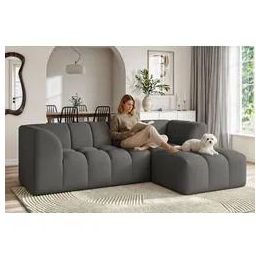 Ecksofa Home Affaire "TUURE L-Form, Verl&auml;ssliche Qualit&auml;t, moderne Steppung, Breite 255cm", grau (anthrazit), B:255cm H:81cm T:177cm, 100% Polyester, Sofas, Ecksofa, Bubble Optik, moderne Steppung, hoher Sitzkomfort, Wellenunterfederung