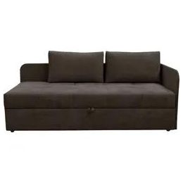 Schlafsofa Alina "Marla", braun (dunkelbraun xbo 4), B:205cm H:73cm T:95cm, Struktur fein XBO (100% Polyester), Sofas, Schlafsofa, inkl. Stauraum & 2 R&uuml;ckenkissen, Armlehne wahlweise links oder rechts