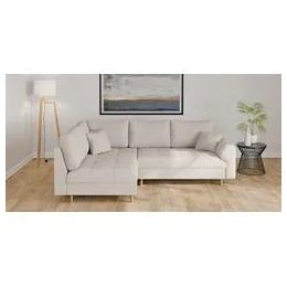 Ecksofa Home Affaire "CHARRE L-Form mit Ottomane, Ma&szlig;e B/T/H: 231/161/81 cm", beige (creme), B:231cm H:81cm T:161cm, 92% Polyester, 8% Nylon, Sofas, Ecksofa, feine Steppung, lose R&uuml;cken- und Zierkissen, auch in Cord und Boucl&eacute;