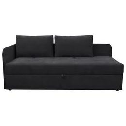 Schlafsofa Alina "Marla", schwarz (schwarz xbo 10), B:205cm H:73cm T:95cm, Struktur fein XBO (100% Polyester), Sofas, Schlafsofa, inkl. Stauraum & 2 R&uuml;ckenkissen, Armlehne wahlweise links oder rechts