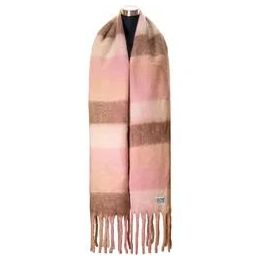 XXL-Schal Chillouts "Gero Scarf", Damen, pink (pink, braun), Kunstfaser, kariert, mehrfarbig, Modet&uuml;cher, mit dicken Fransen