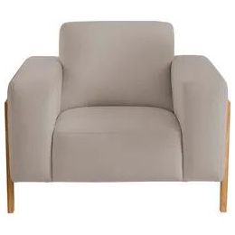 Sessel exxpo - SOFA FASHION "Starr, Loungesessel, Scandic Design mit Sichtholz am Armteil", beige, B:105cm H:84cm T:96cm, Sessel, Sessel, im Scandinavian Design, mit Massive Holzf&uuml;&szlig;e, frei im Raum stellbar