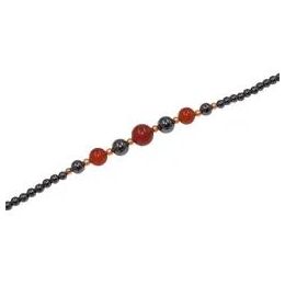 Collier Firetti "Schmuck Geschenk Halsschmuck Halskette", bunt (gelbgoldfarben, grau, rot), Halsketten, Damen, Messing, L: 50 B: 10mm, Collier, Made in Germany - mit H&auml;matit, Karneol, B:10mm
