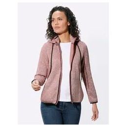 Fleecejacke Casual Looks, Damen, Gr. 36, rot (rosenholz, meliert), 100% Polyester, meliert, unifarben, Jacken Fleecejacke