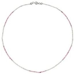 Kette ohne Anh&auml;nger Jobo, rosa, Halsketten, Damen, Metall, L: 45, mit Labradorit Turmalin H&auml;matin 45 cm