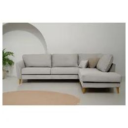 Ecksofa Home Affaire "MARSEILLE 278/202 cm, L-Form, Ottom. rechts/links, verschiedene Bez&uuml;ge", grau (cloud grau), B:278cm H:88cm T:202cm, 100% Polyester, Sofas, Ecksofa, Massivholzbeine Eiche, Landhausstil, Wellenunterfederung