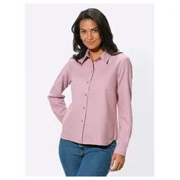 Hemdbluse Casual Looks, Damen, Gr. 48, rosa (altrosa, meliert), 100% Baumwolle, meliert, unifarben, Blusen Hemdbluse