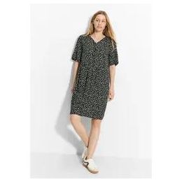 Sommerkleid Cecil, Damen, Gr. XXL (46), US-Gr&ouml;&szlig;en, schwarz, Stoff, 100% Viskose, bedruckt, gerade knielang, V-Ausschnitt, B&uuml;ndchen, Kleider Sommerkleid, aus Viskose